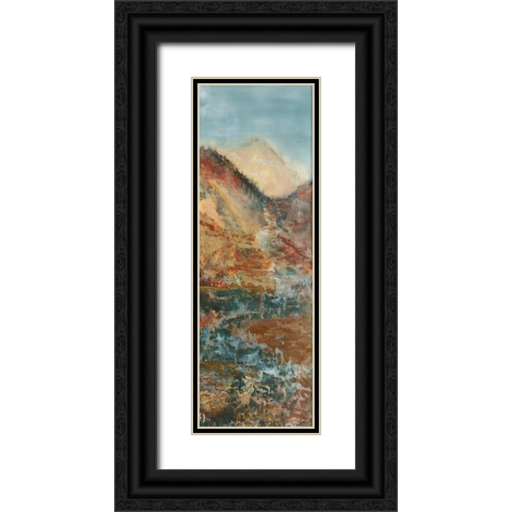 Shanti, Shima 11x24 Black Ornate Wood Framed with Double Matting Museum ...