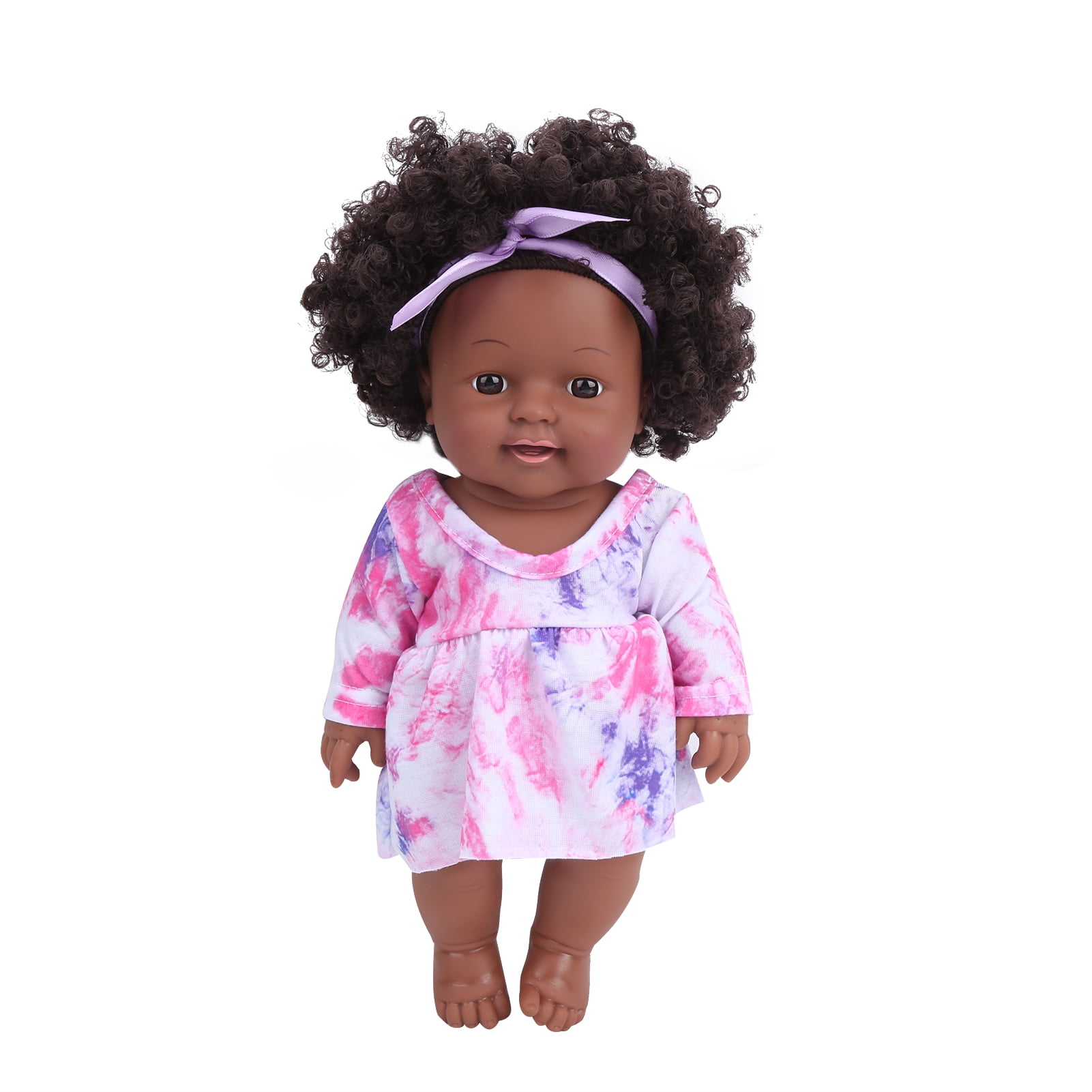 Baby Doll, Lovely Cute Curly Soft Vinyl Simulation Baby Doll With Black ...