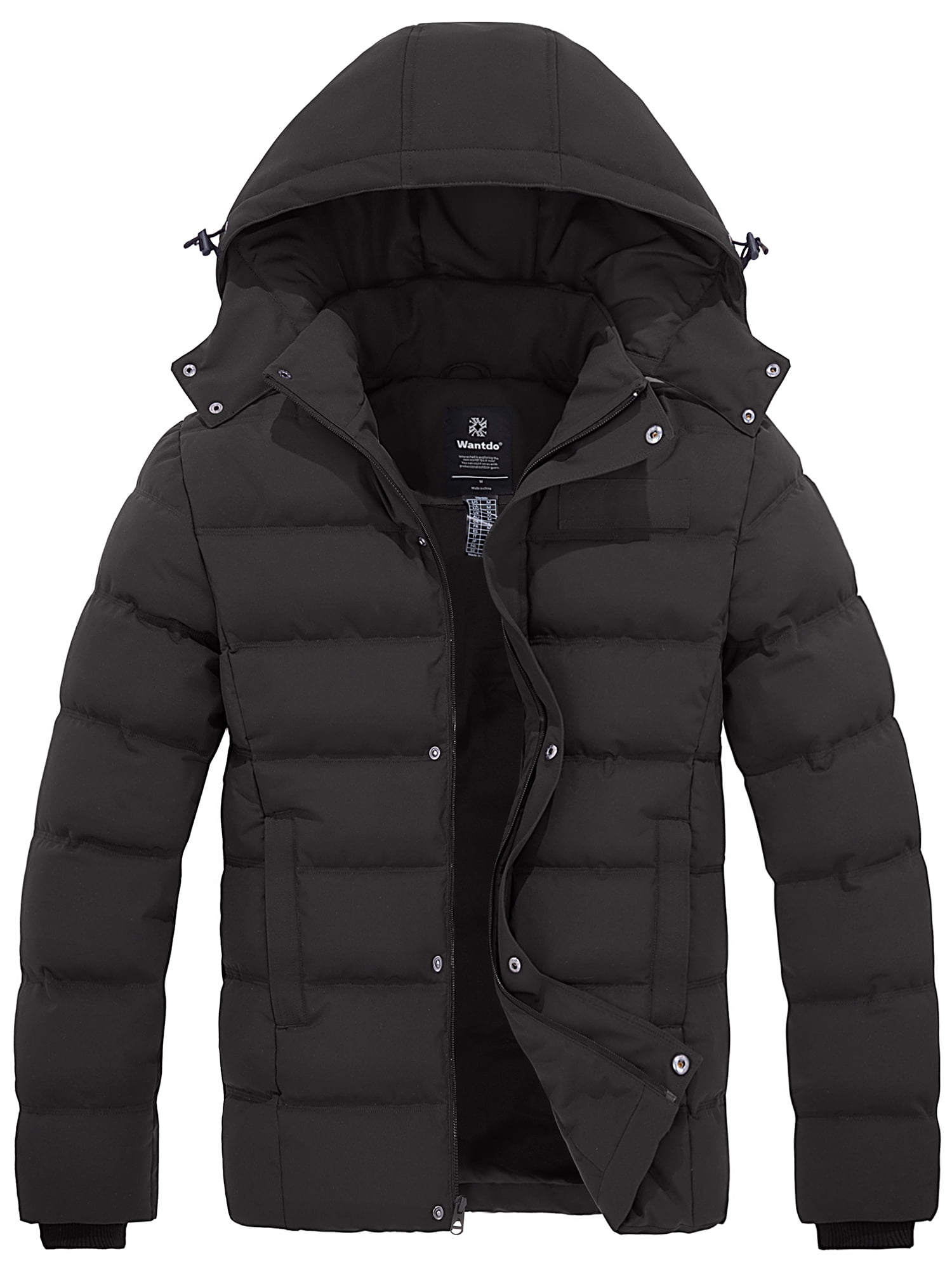 Wantdo Men's Puffer Jacket Warm Winter Coat Insulated Winter Parka Dark ...