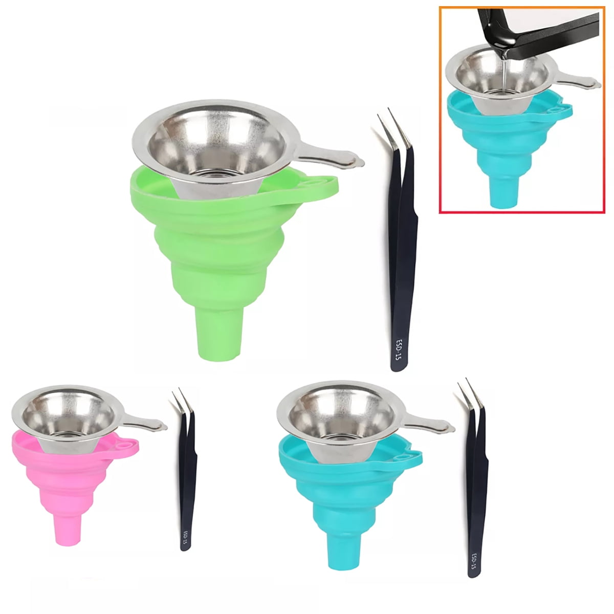 YGCYANE 3D Printer Parts New Metal UV Resin Filter Cup+Silicone Funnel ...