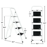 ZENY 4 Step Ladder, Heavy Duty Steel Frame, Folding Step Stool, Anti ...