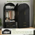 VEANERWOOD Arched Armoire Wardrobe Closet with 2 Drawers, Wooden ...