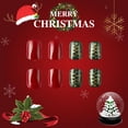24 Pcs Christmas Press on Nails Short Square - ZIFANHU Gold Glitter ...