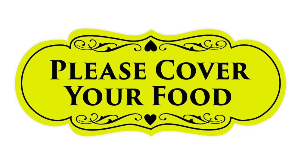 Signs ByLITA Designer Please Cover Your Food Sign (Yellow / Black ...