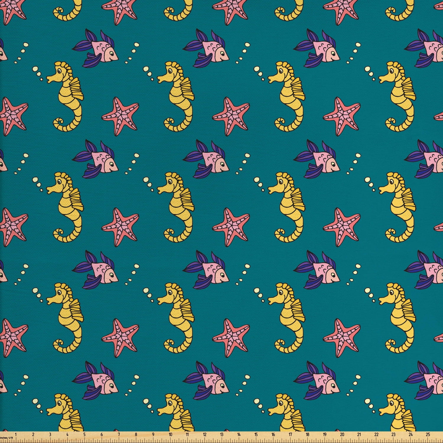 Nautical Sofa Upholstery Fabric by the Yard, Aquatic Life Underwater ...