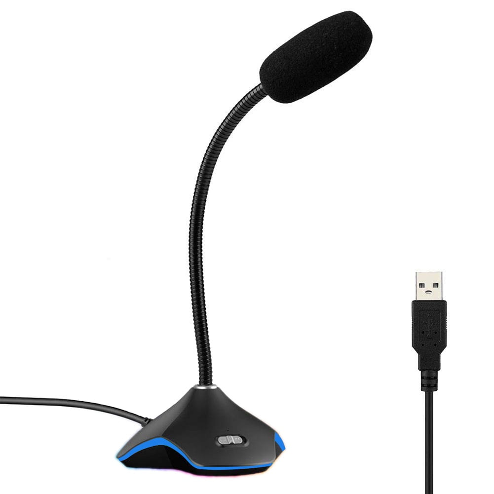 3.5mm/USB RGB Light Desktop Condenser Microphone Recording Mic for ...