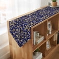 Abstract Blue Gold Table Runner Linen Burlap Table Runner 72 Inches ...