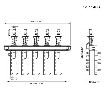 Interlock Push Button Switch Piano Type 4PDT 12 Pin 5 Row | Walmart Canada