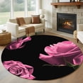 6ft Round Rug Pink Rose Area Rugs for Living Room Bedroom Washable Non ...
