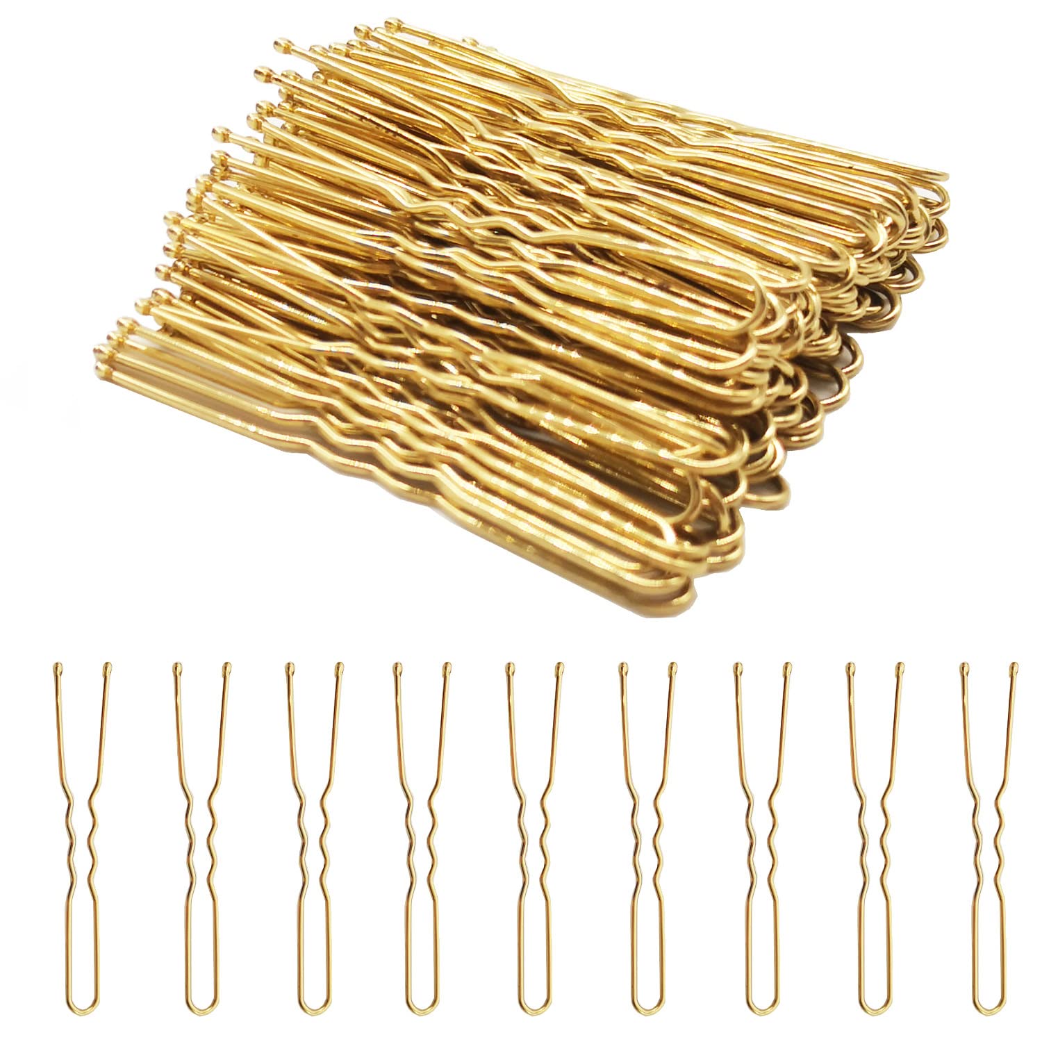 U Shaped Hair Pins，100 Count Blonde Hair Buns Pins for Women , Waved ...