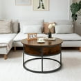 Behost Round Lift Top Coffee Table with Storage, Industrial Wood Coffee ...