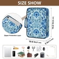 Blue Elegant Symmetrical Flower Pattern Accordion File Organizer ...