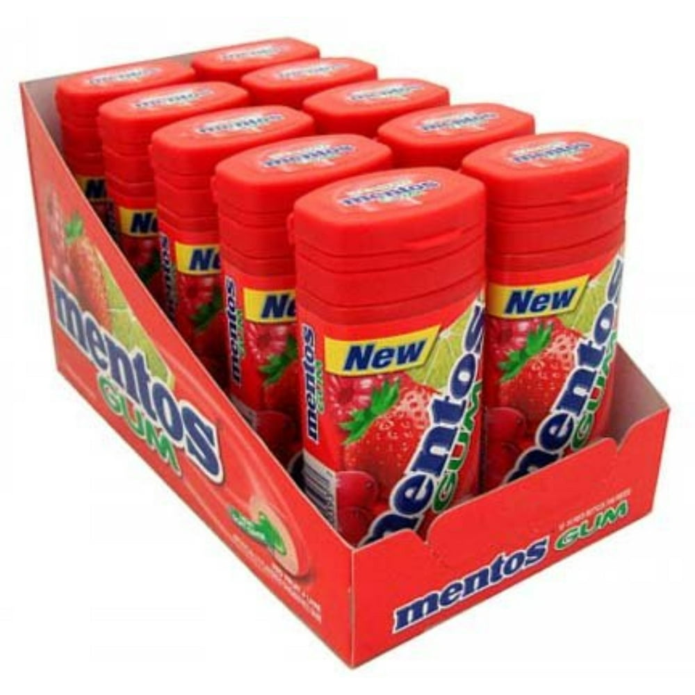 Mentos Gum Bottle Red Fruit & Lime 10 pack (15 ct per pack) (Pack of 2 ...