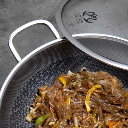 HexClad Large 12 inch Hybrid Stainless Steel Wok, Nonstick with ...