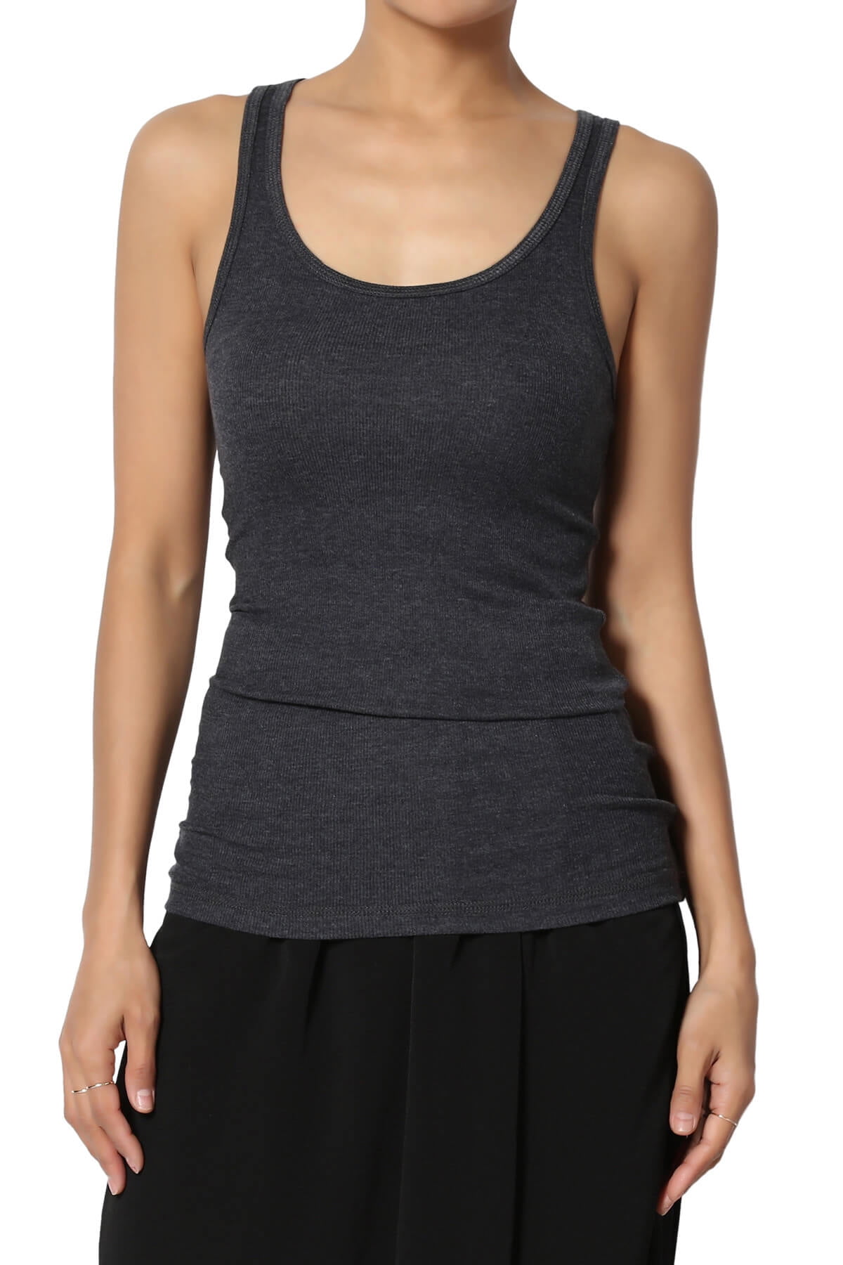 Women's PLUS All Season Sporty Casual Basic Racerback Ribbed Cotton ...