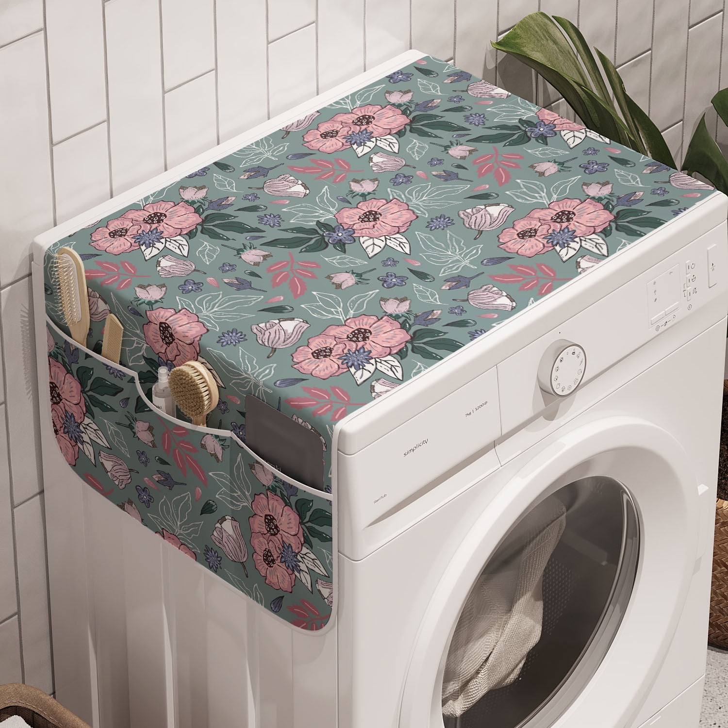 Garden Art Washing Machine Organizer, Blooming Flowers Thriving ...