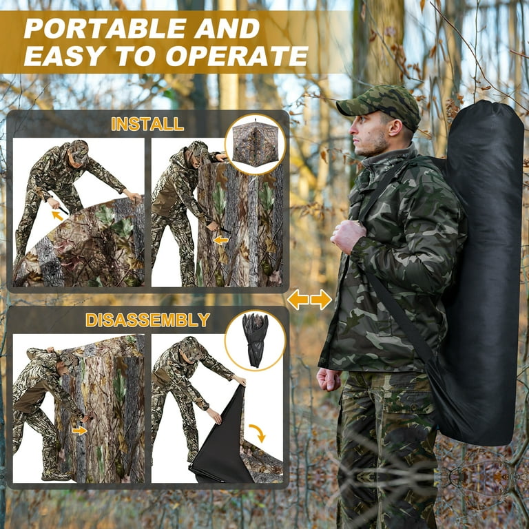 8 Person Tent Beviliu 270° See-Through Hunting Blind - Portable Ground ...