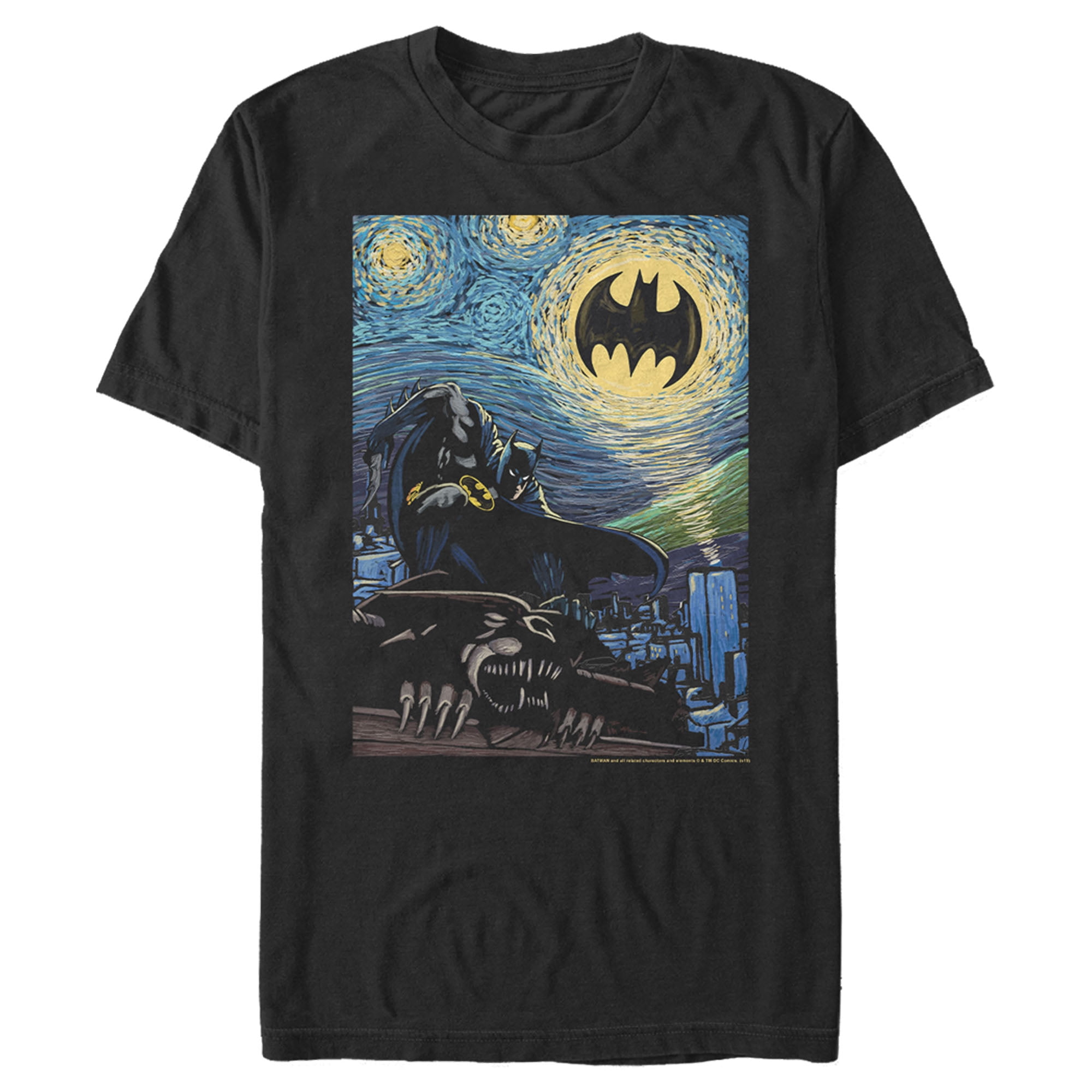 Men's Batman The Starry Night Signal Graphic Tee Black X Large - Walmart.com