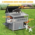 2-Tier Warm Wood Cat Shelter with Sunlight Roof, Outdoor Kitty Cat ...