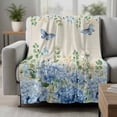 Blue Hydrangea Fleece Throw Blanket Lightweight Rustic Summer Blue ...
