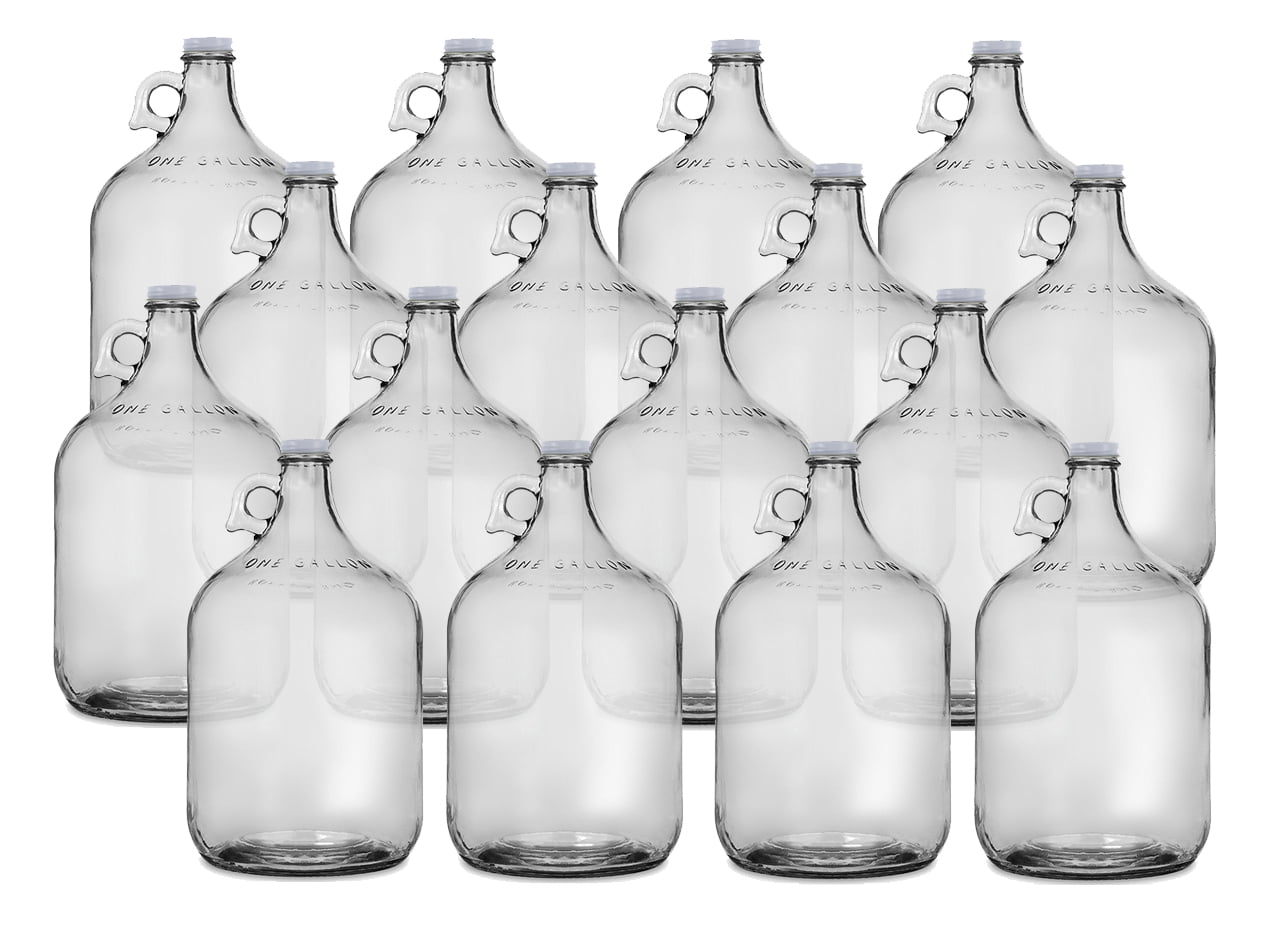 One Gallon Glass Jug with 38mm WHITE Metal Screw Cap (Set of 16 ...