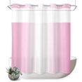 No Hook Shower Curtain with Built-In Rings, Pink and Washable ...