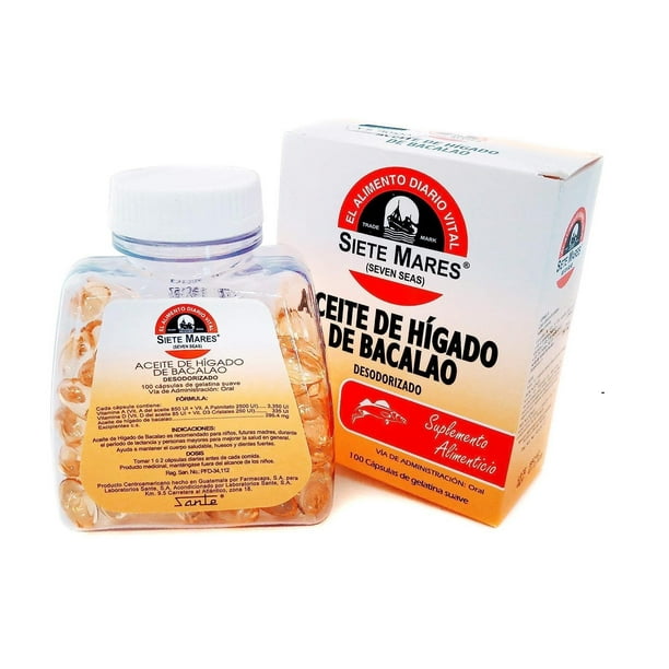 Aceite de Hígado de Bacalao 100 Cápsulas Blandas Santé Desodorizado ...