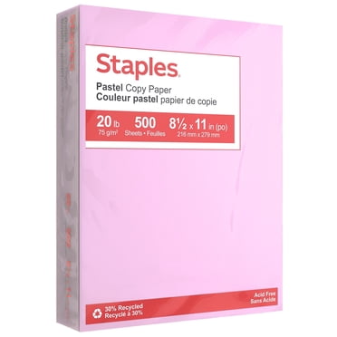 "Staples 30% Recycled 20lbs Pink Printer Sheets, Pastel Colored Copy ...