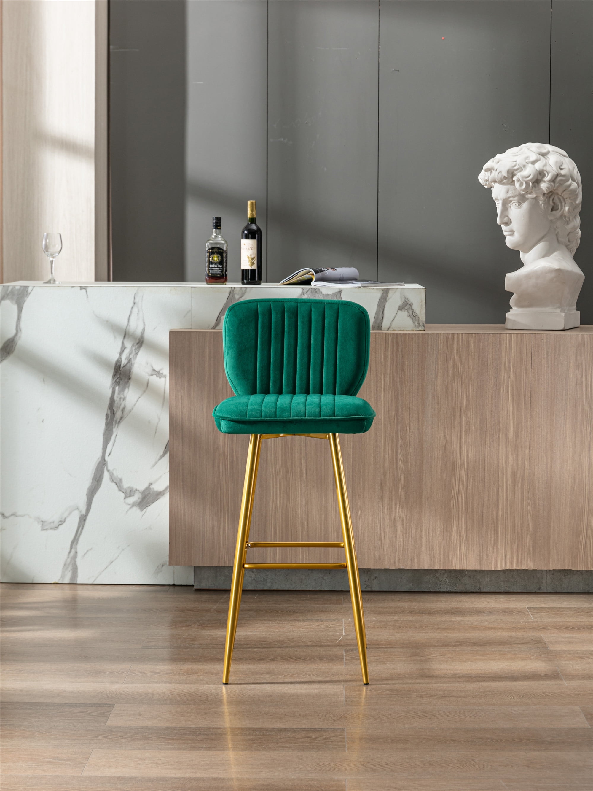Bar Stool with Back and Footrest, Counter Height Dining Chairs Kitchen ...