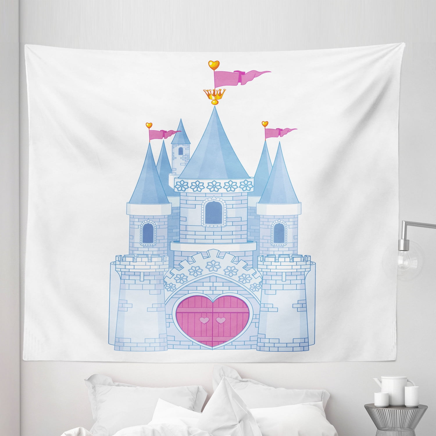 Castle Tapestry, Fantasy Romantic Tale Land Cartoon Castle Illustration ...