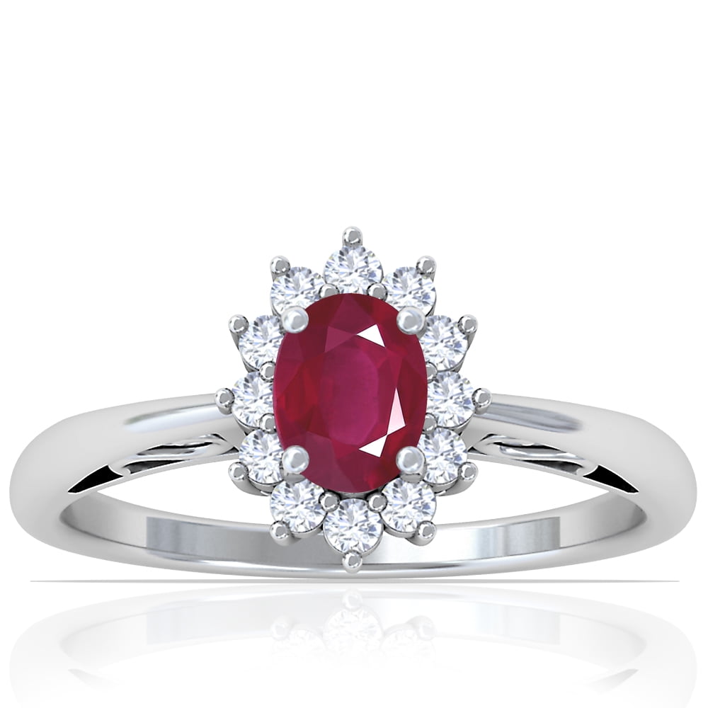 GemsNY July Birthstone - Four Prong Princess Diana Inspired Oval Ruby ...