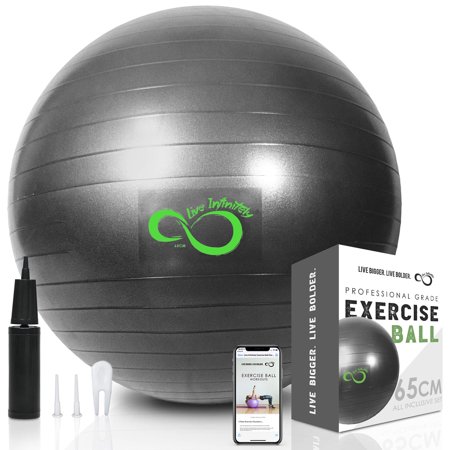 Exercise Ball (55cm-95cm) Extra Thick Professional Grade Balance ...