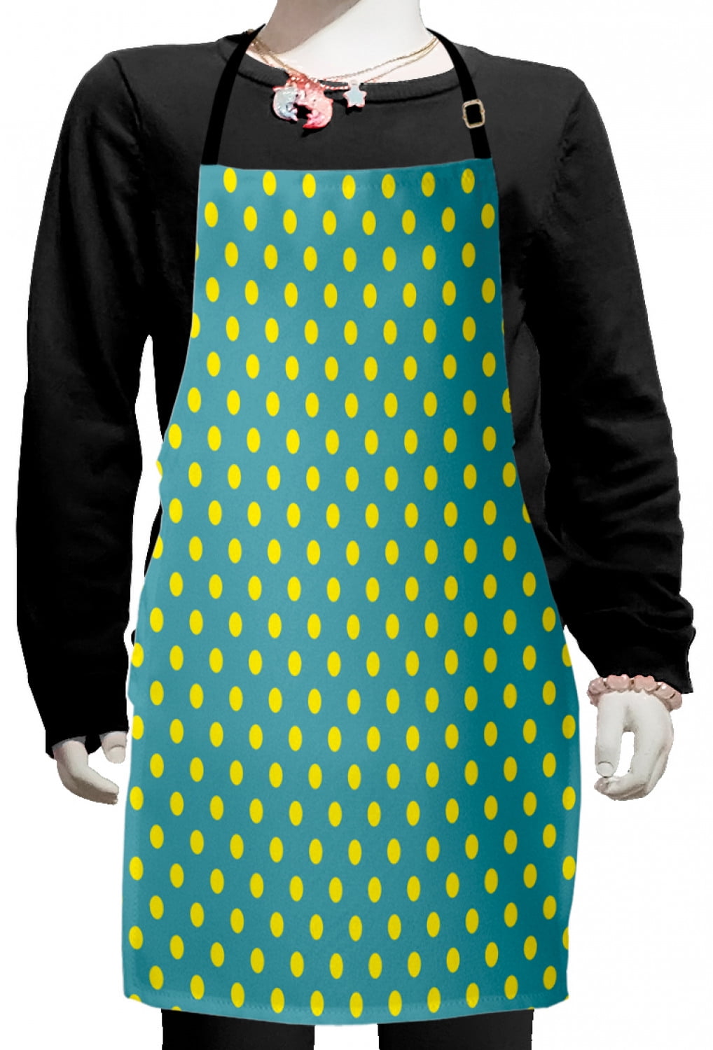 Yellow and Blue Kids Apron, Big Vintage Polka Dots Pattern Nostalgic ...