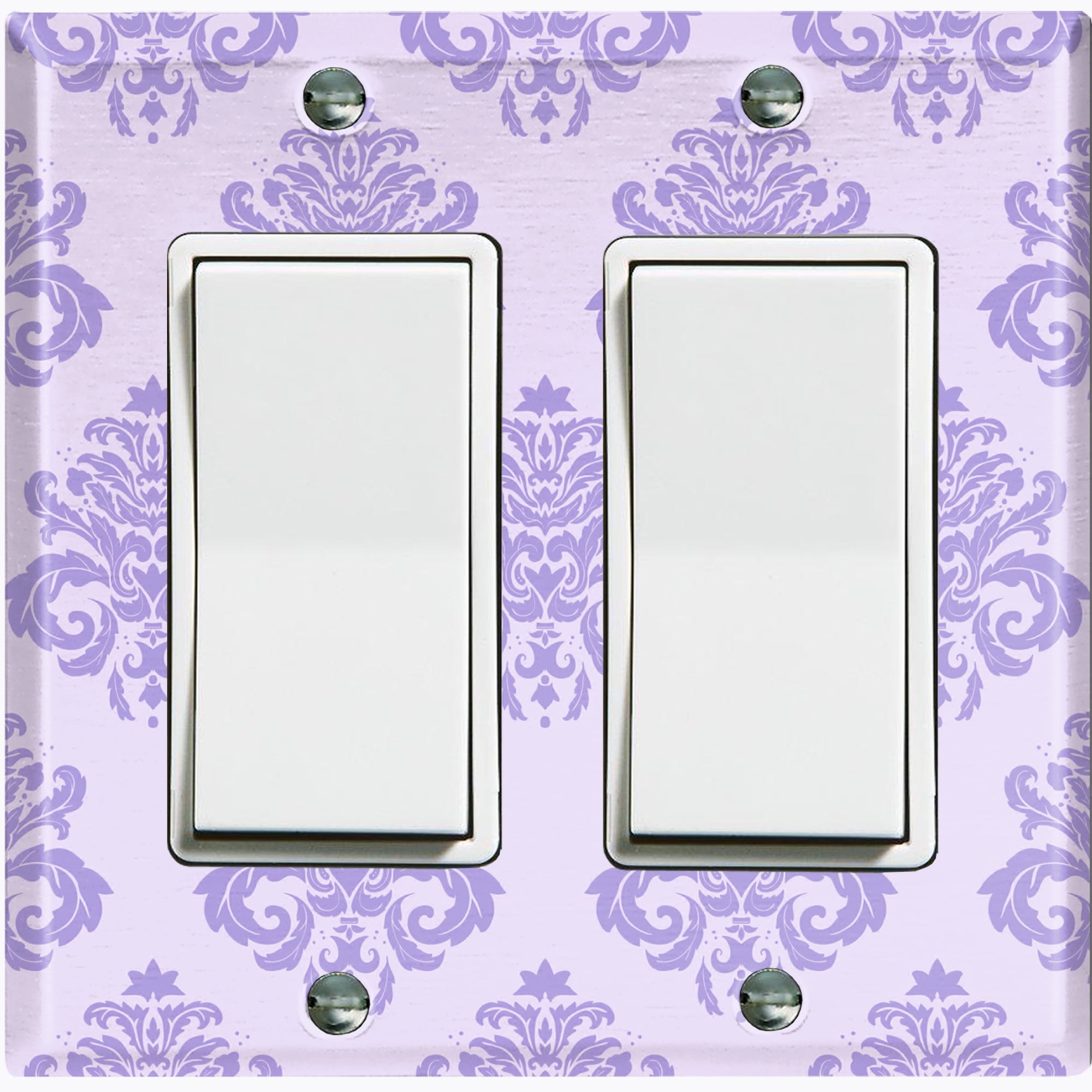 Metal Light Switch Plate Outlet Cover (Damask Purple - Double Rocker ...