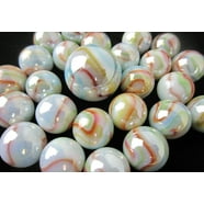 Walmart 25 Colored Round Glass Marbles Milky Way Oil Slick Metallic Toy ...