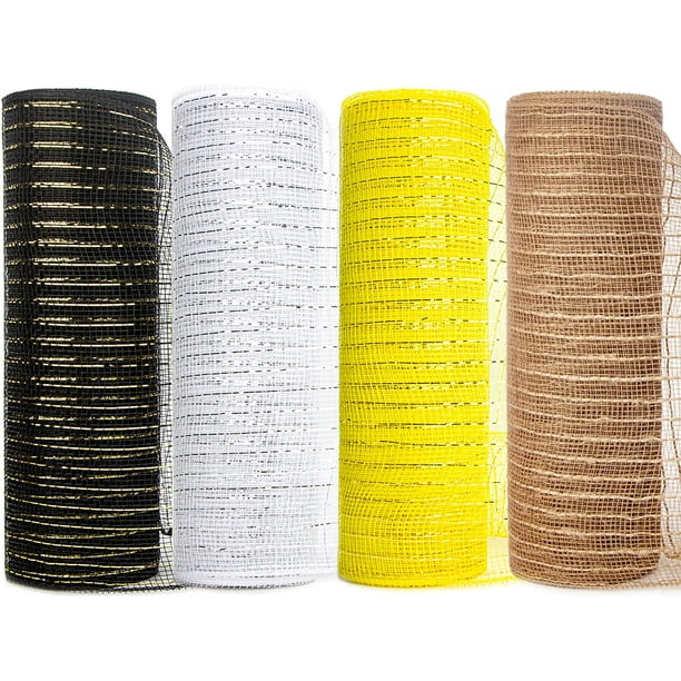 4 Rolls Bumble Bee Metallic Mesh Ribbon, 10 inch x 30 feet(10Yard) Each ...