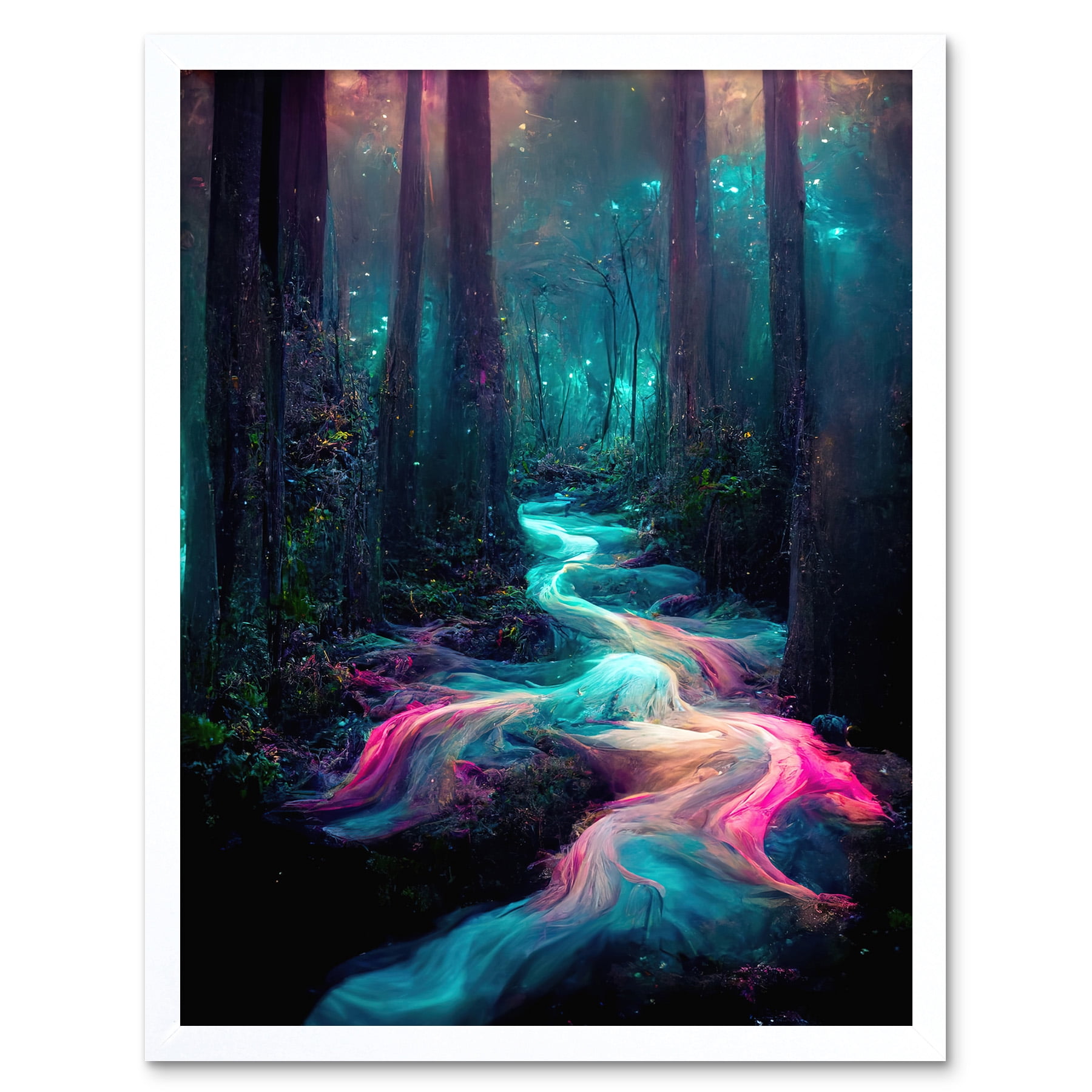 The Enchanted Forest Magical Fantasy River Art Print Framed Poster Wall ...