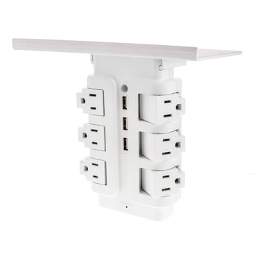 Wall Power Outlet Shelf Deluxe - Rotating Electrical Socket Power Stand ...