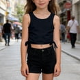 Big Girls T-Shirts Fashion Tank With Adjustable Side Solid Color Square ...