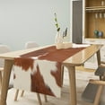 Cowhide Table Runner, Rustic Farmhouse Animal Brown Cowhide Print Table ...