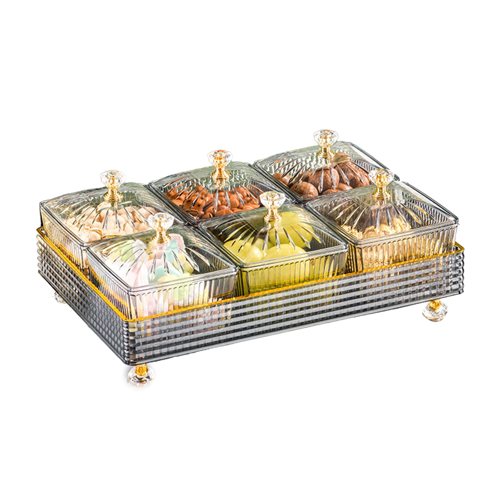 Snack Serving Tray, Divided Serving Platter Plastic Food Storage ...