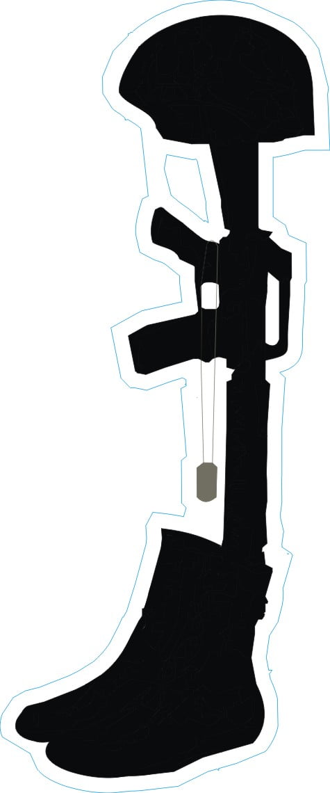 Fallen Soldier Battle Cross Silhouette