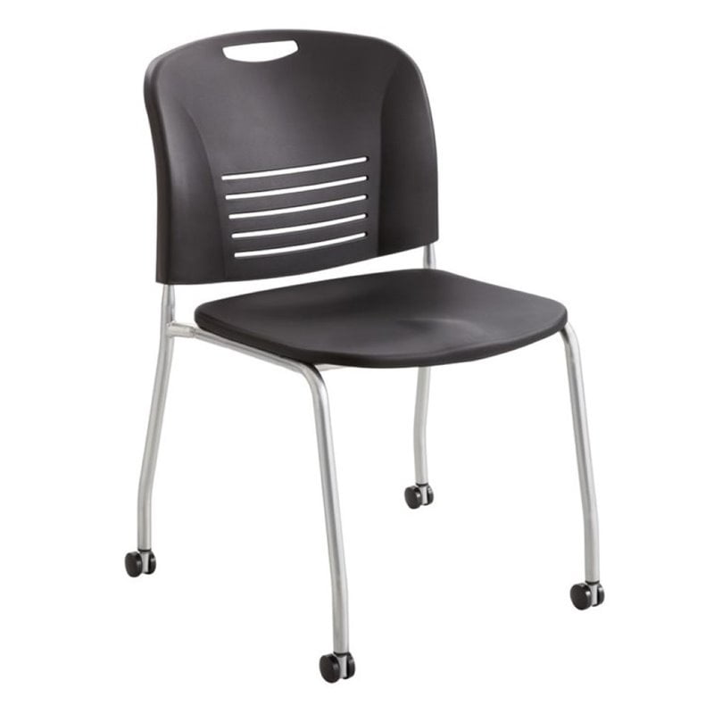 Pemberly Row Straight Leg Stacking Chair in Black (Set of 2) - Walmart.com