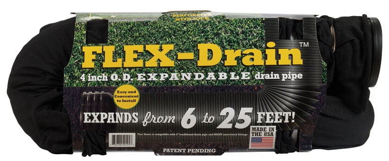 Flex-Drain 51510 25' Perforated FLEX-Drain® With Sock Pipe Fittings ...