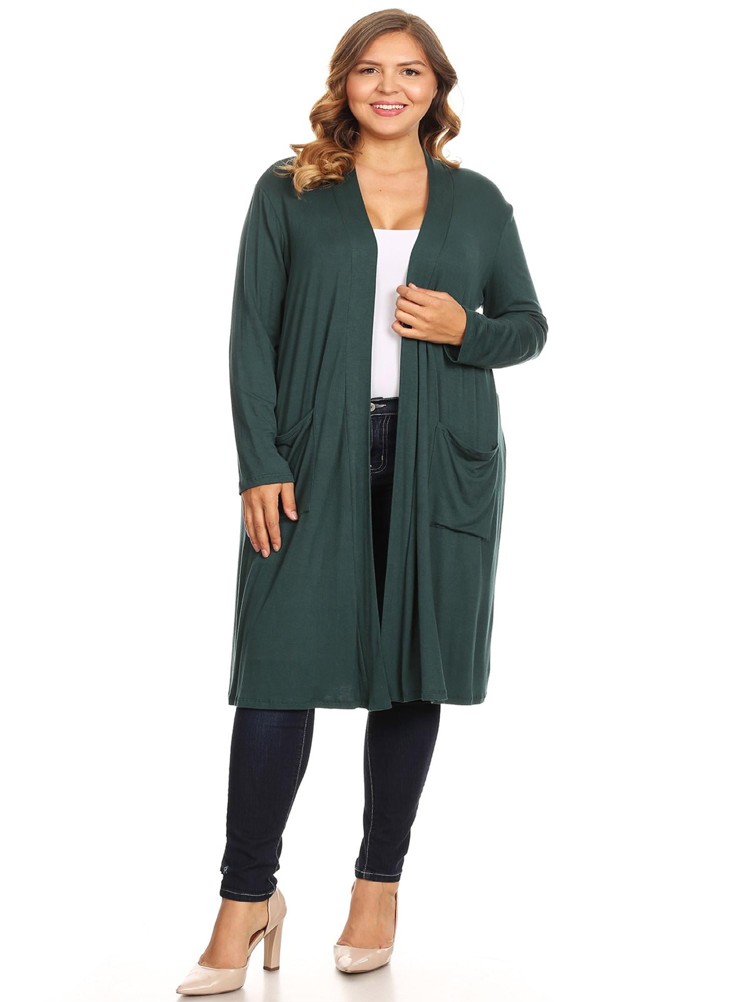 Women's Casual Plus Size Long Body Duster Cardigan with Pockets Made in ...
