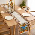 Autumn Table Runner, Harvest Cartoon Scerecrow Pumpkin Sunflower Maple ...