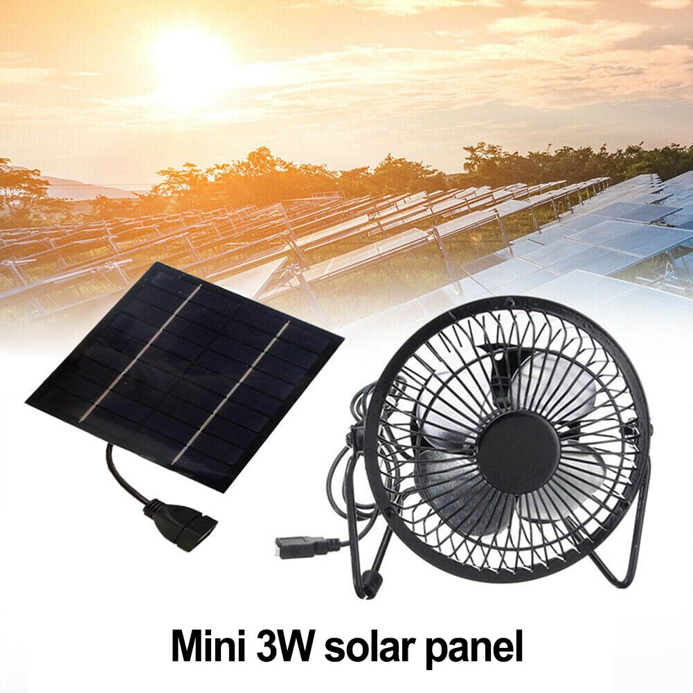 Solar Panel Powered Fan with USB, 6V 3W Mini Portable Solar Fan ...