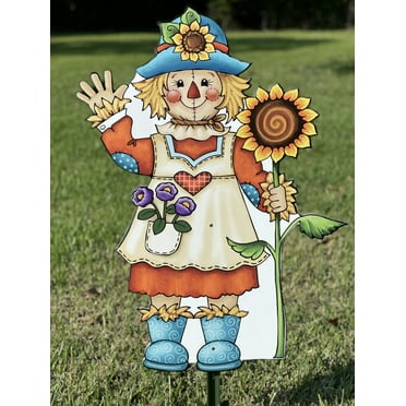 Scarecrow Sitting on Pumpkin Fall Yard Art - Walmart.com