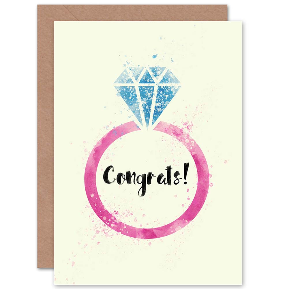 Congratulations Diamond Ring Greetings Card Plus Envelope Blank inside ...