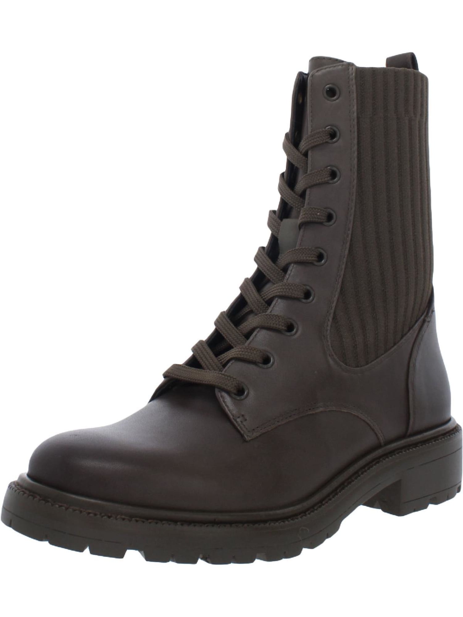 SAM EDELMAN Womens Green Stretch Comfort Lydell Round Toe Block Heel Lace-Up Leather Combat ...